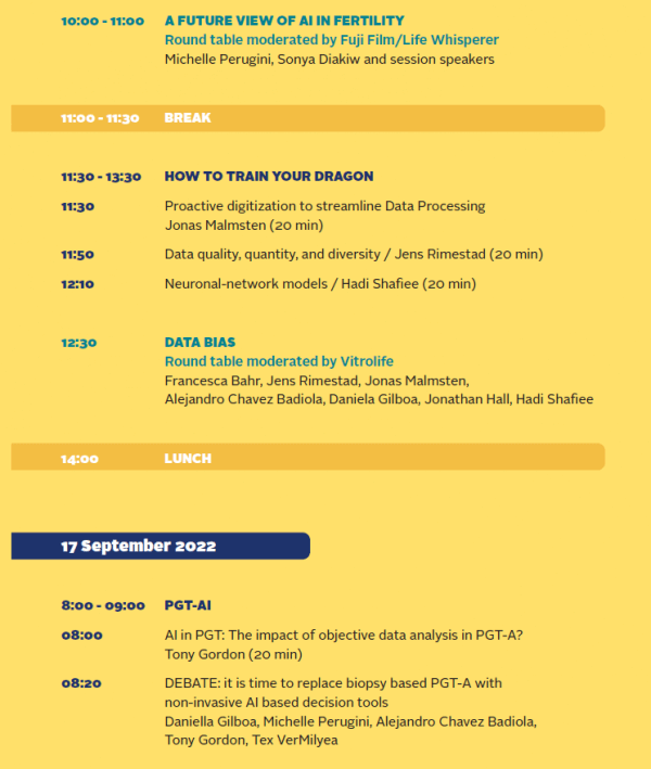 AI Fertility 2022 programme - AI Fertility World Conference